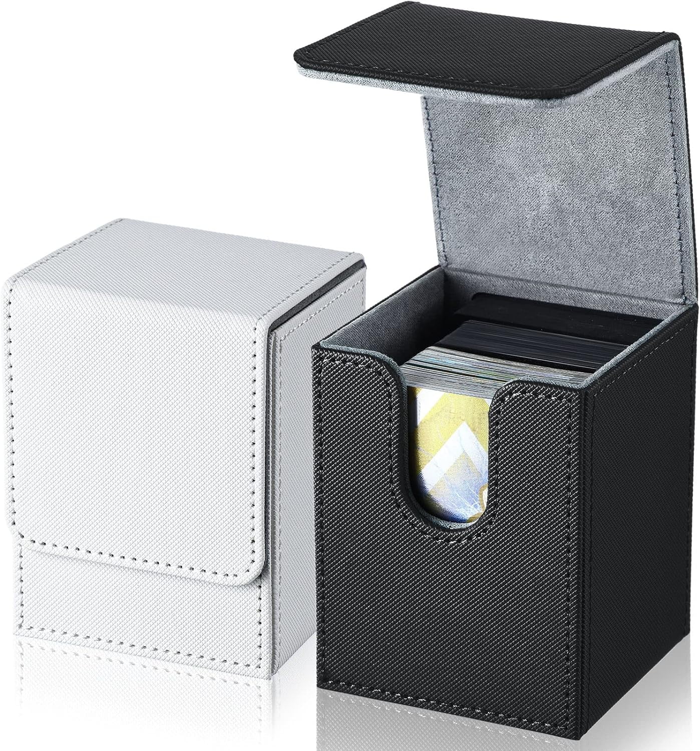 YUANAO 2 Boxes Leather Deck Card Boxes Large Size Fit 100 Plus Sleeved ...