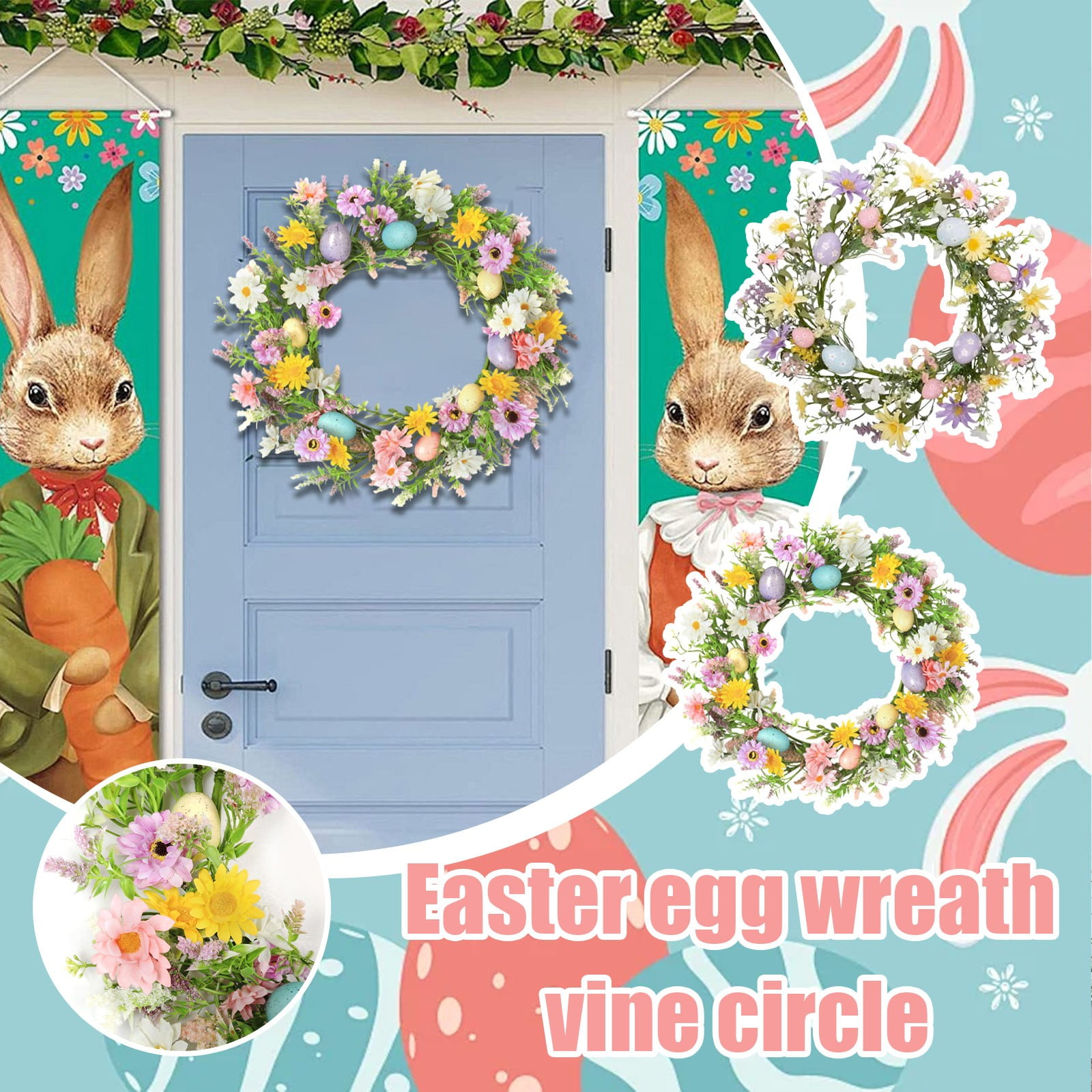 YUANGUI Easter Garland, Easter Garland, Artificial Garlands with Egg ...