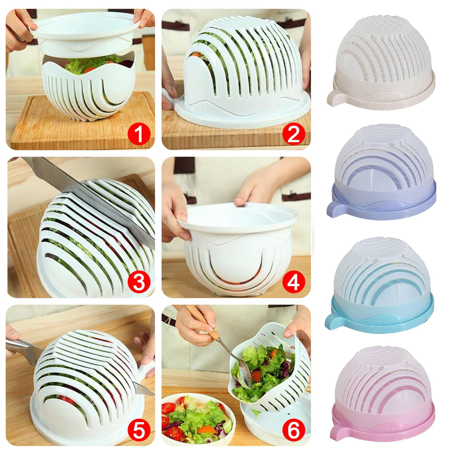 YUANGUI Quick Salad Maker Chopper Salad Cutter Bowl Swiftly Dice Fruits ...