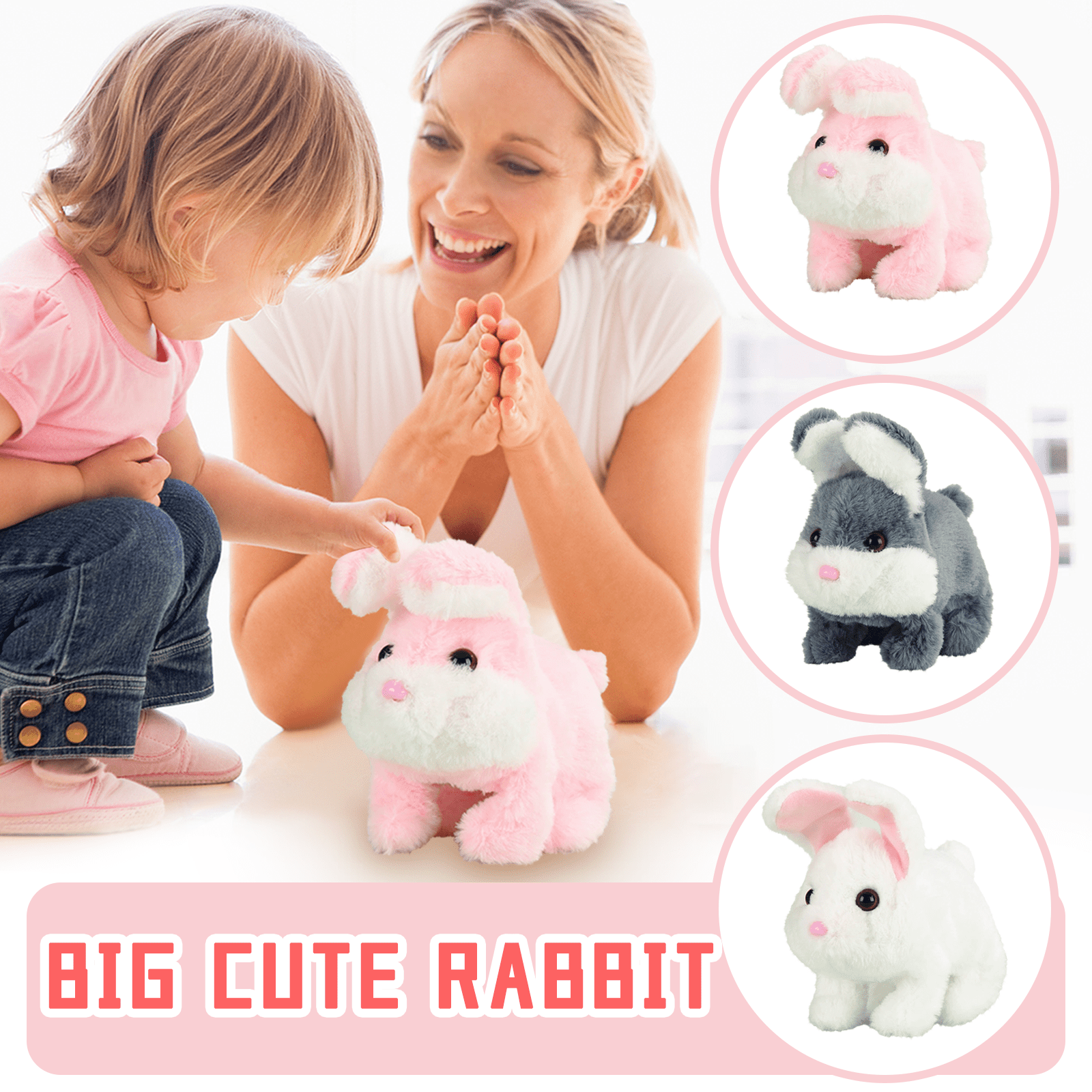 YUANGUI My Realistic Bunny Toy, Hopearl Hopping Rabbit Interactive ...