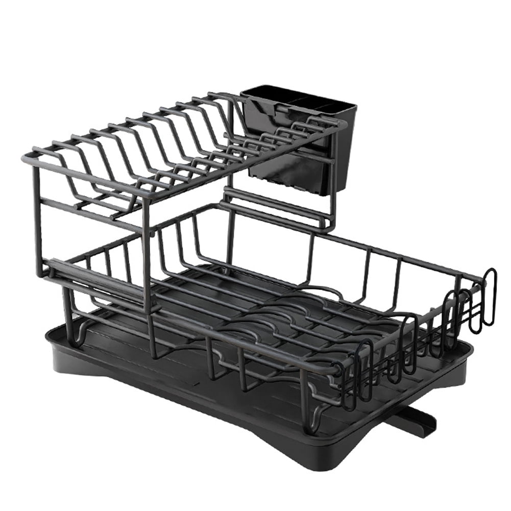 YUANHUILI Double-layer Bowl Drying Rack Metal Dish Racks for Cup Bowl (Black 2 Layer) - Walmart.com