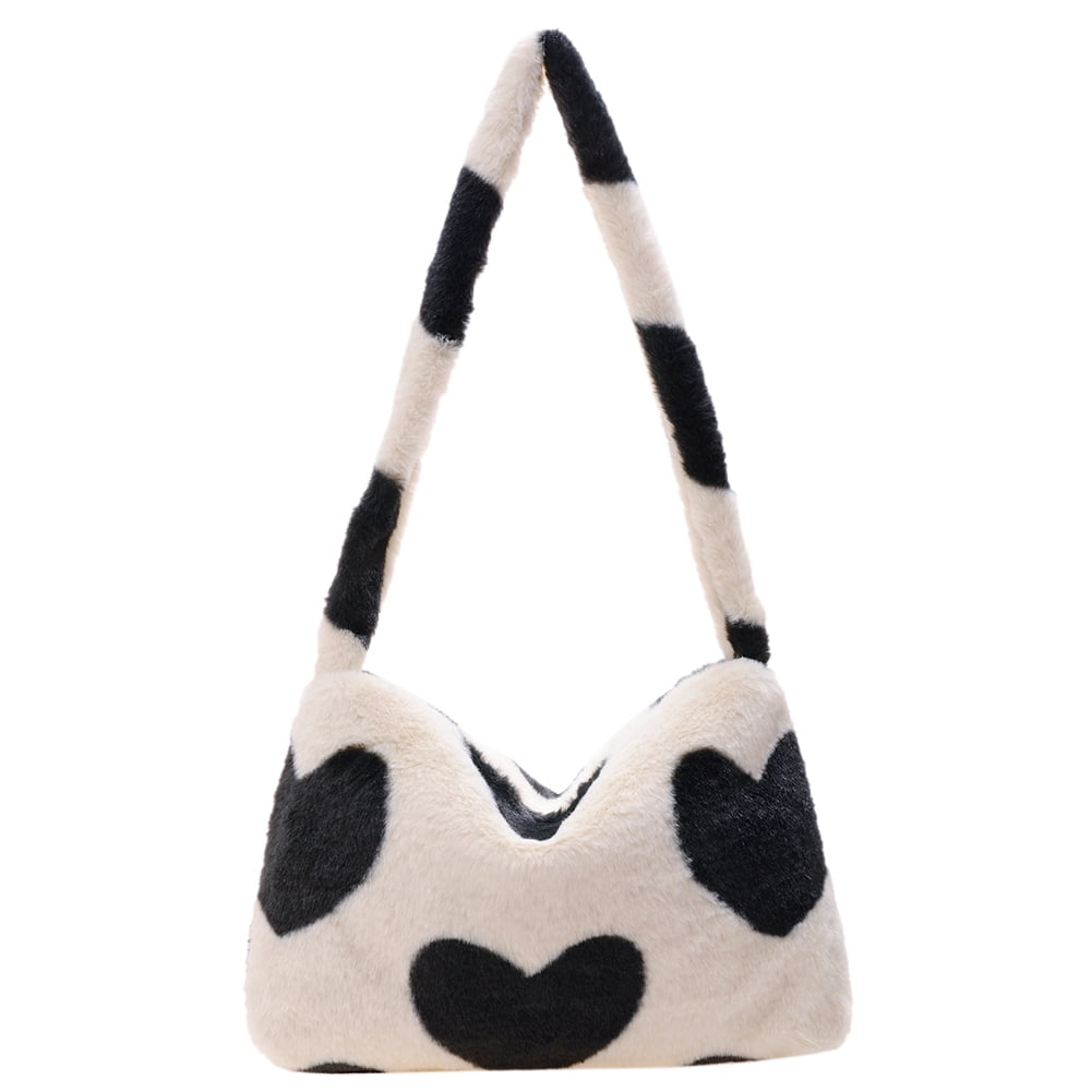 YUANHUILI Flower Pattern Shoulder Underarm Bag Women Plush Top-handle ...