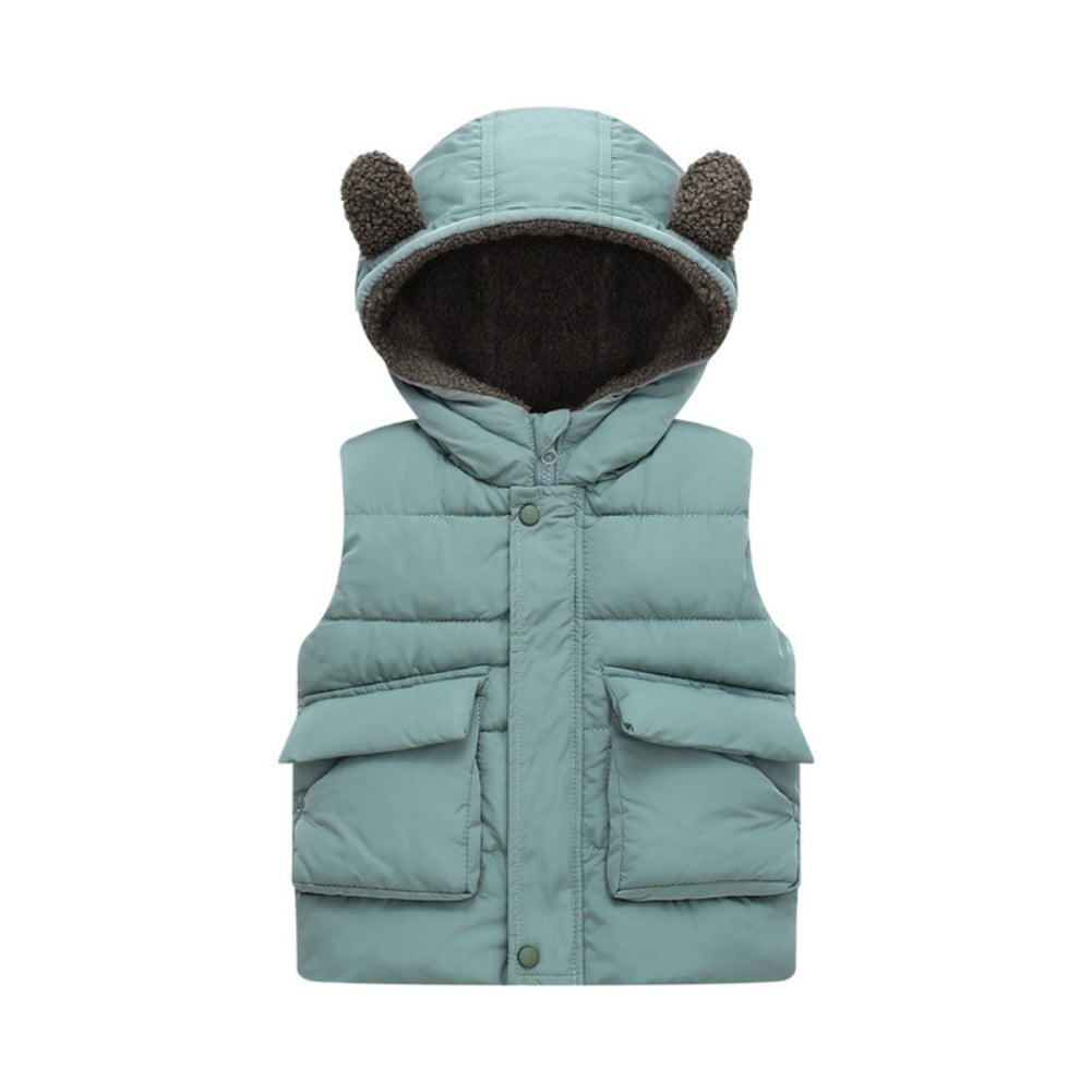 YUANYU Toddler Kids Little Boy Girl Hooded Cotton Padded Puffer Vest Jacket Warm Waistcoat ...