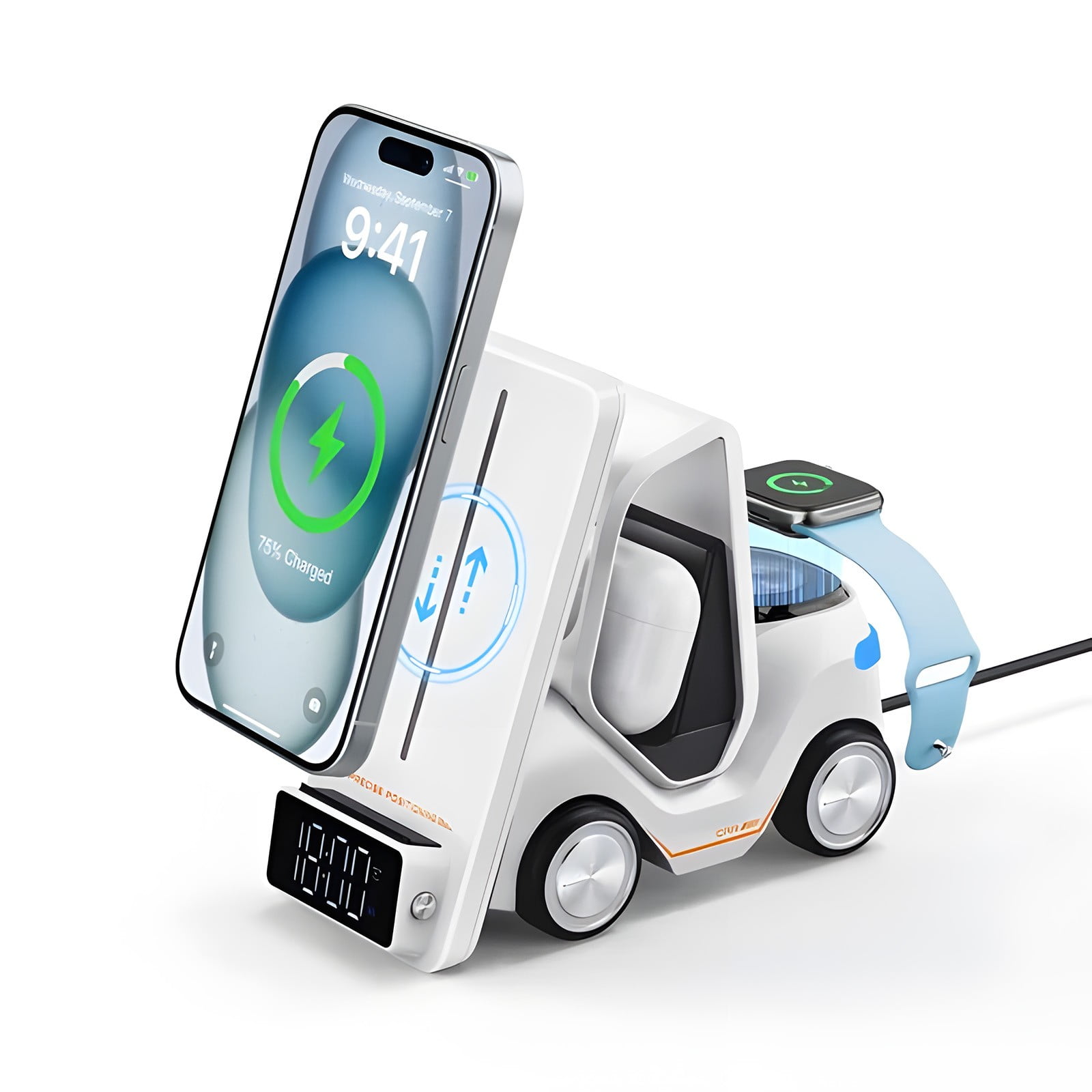 YUANZI 3in1 Forklift Wireless Charging Station With Clock Ambient Light ...