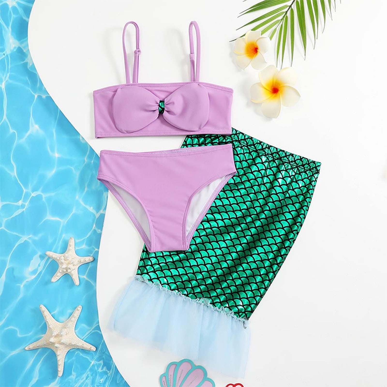 YUANZI Kids Swimsuits Fish Scale Tail Swimsuit Set Kids' Meraid ...