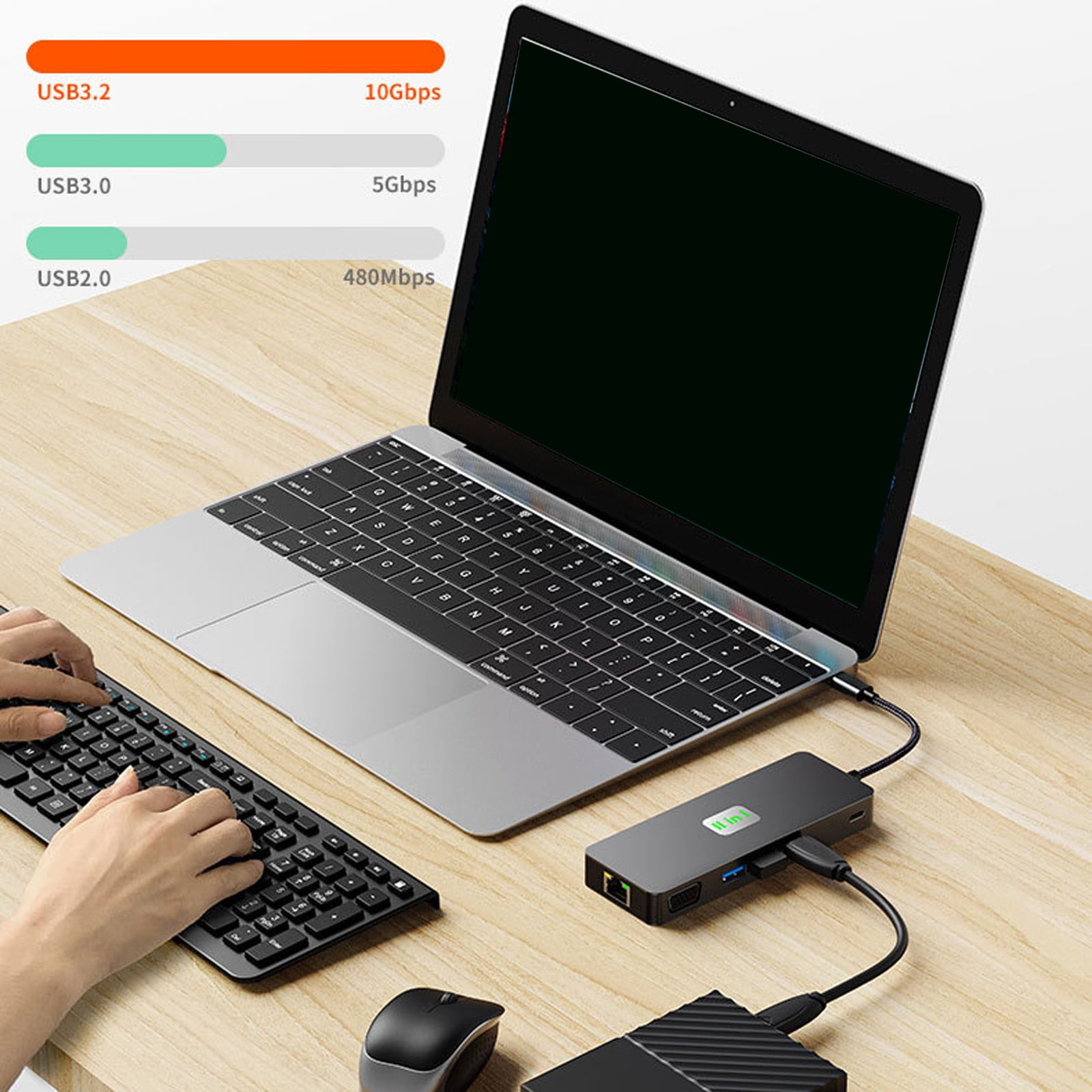 YUANZI USB HUB3.2 Docking Station Type C H D+DP+VGA Triple Screen ...