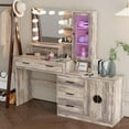 YUBIN Vanity Desk with Mirror & Lights, Large Makeup Table with 4 ...