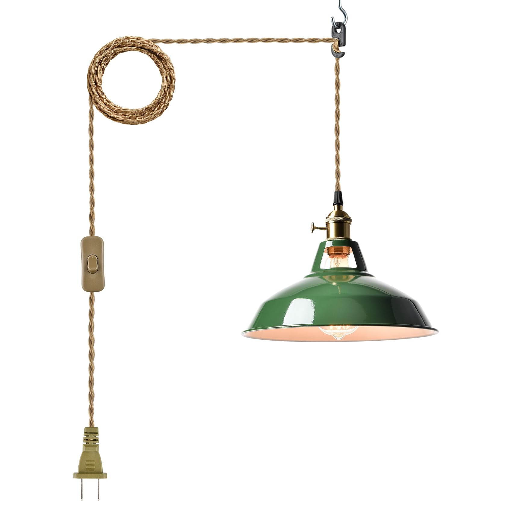 YUBOLE Modern Green Plug-in Pendant Light,Macarons Kitchen Hanging Swag ...
