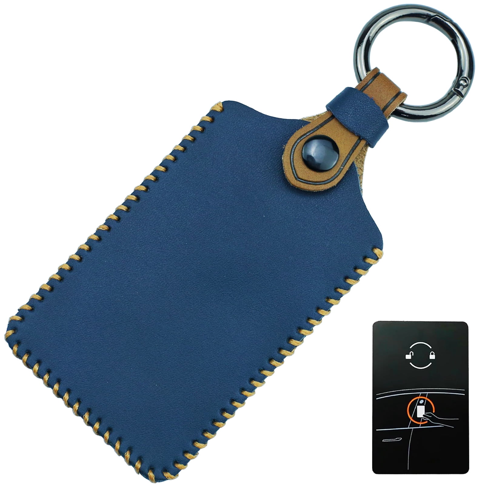 YUBOMT for Tesla Key Chain,Genuine Leather Key Card Holder for Tesla ...