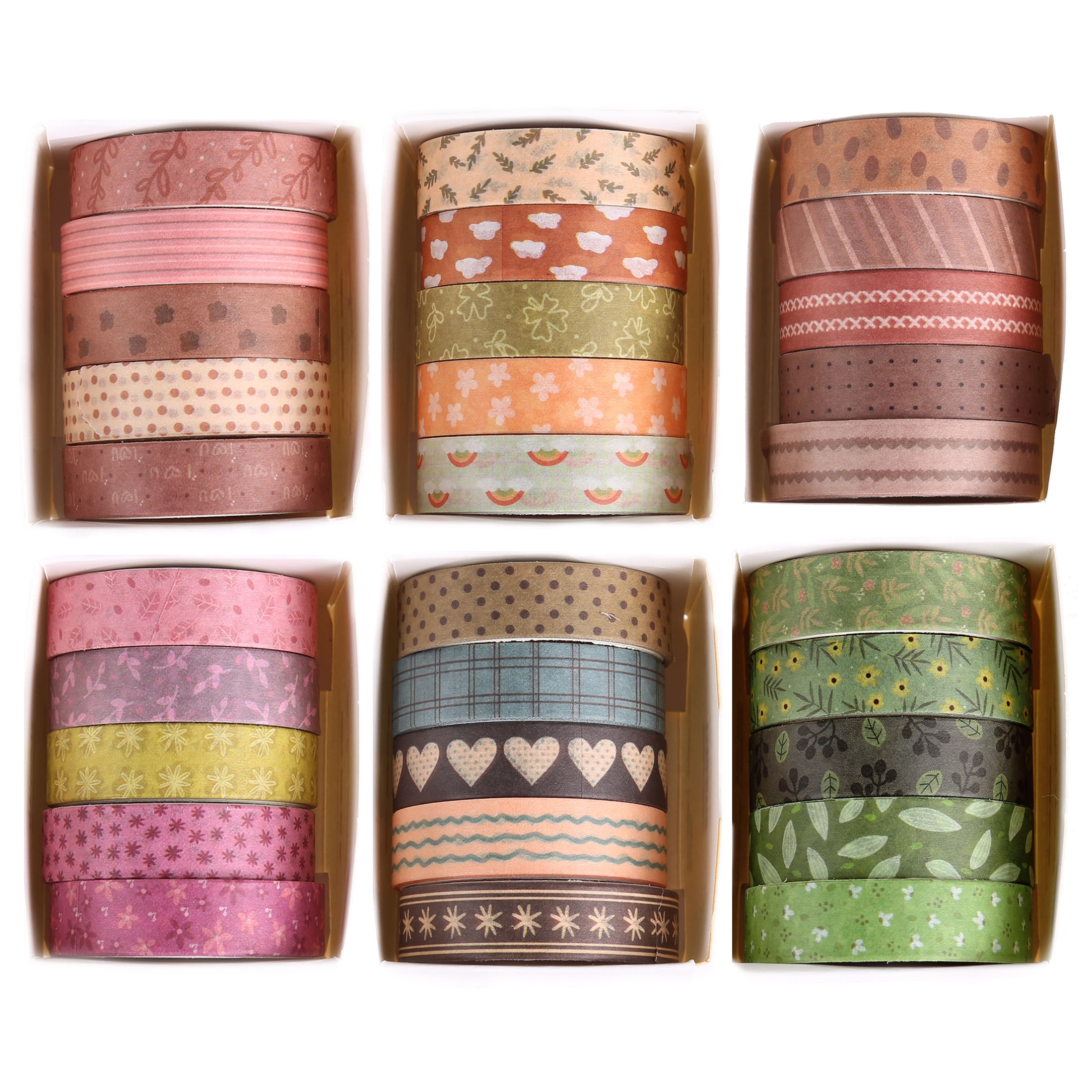 YUBX Basic Plants Washi Tape Pack 30 Rolls Leaves Masking Decorative ...