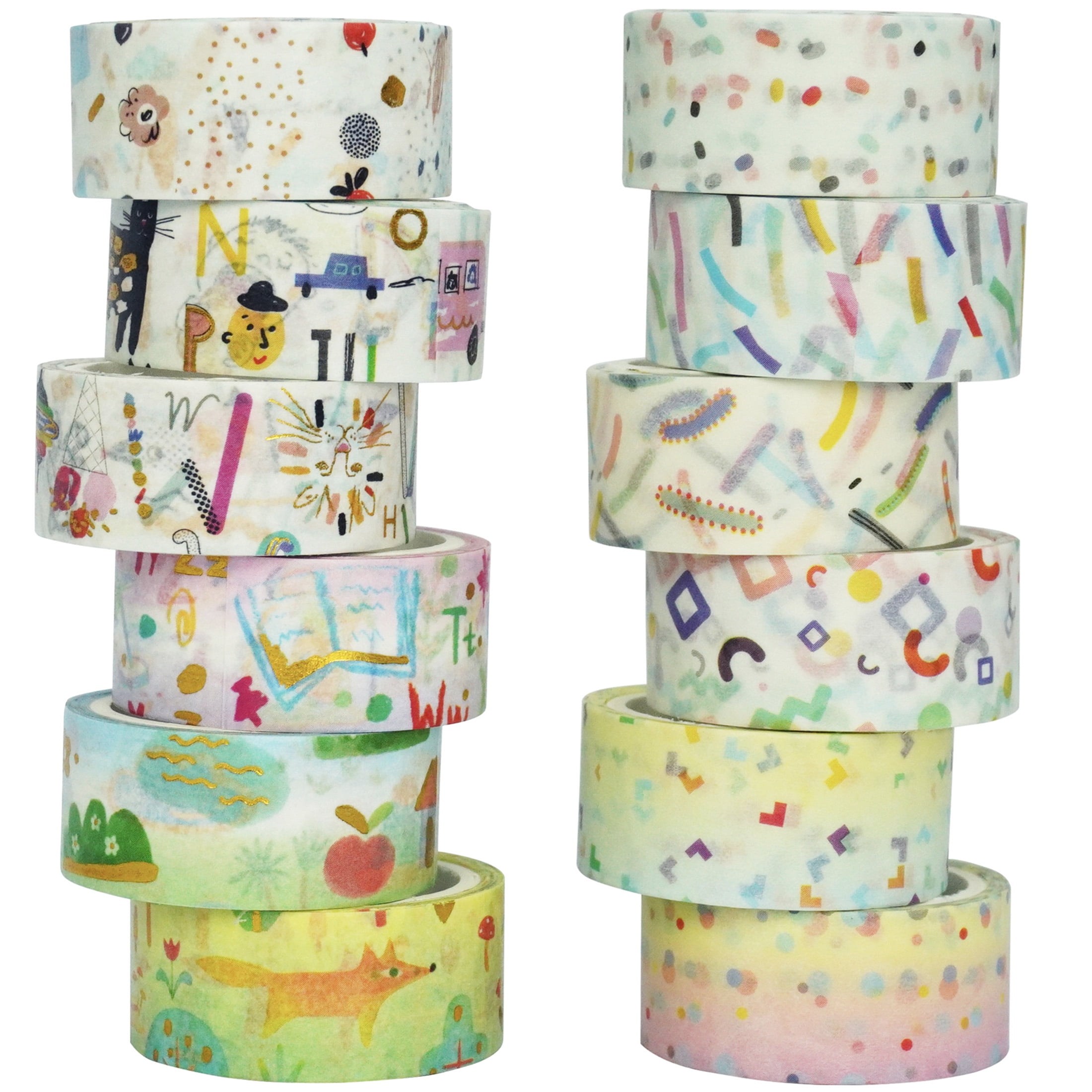 YUBX Cute Painting Washi Tape Set, 12 Rolls, Decorative Masking Tapes ...
