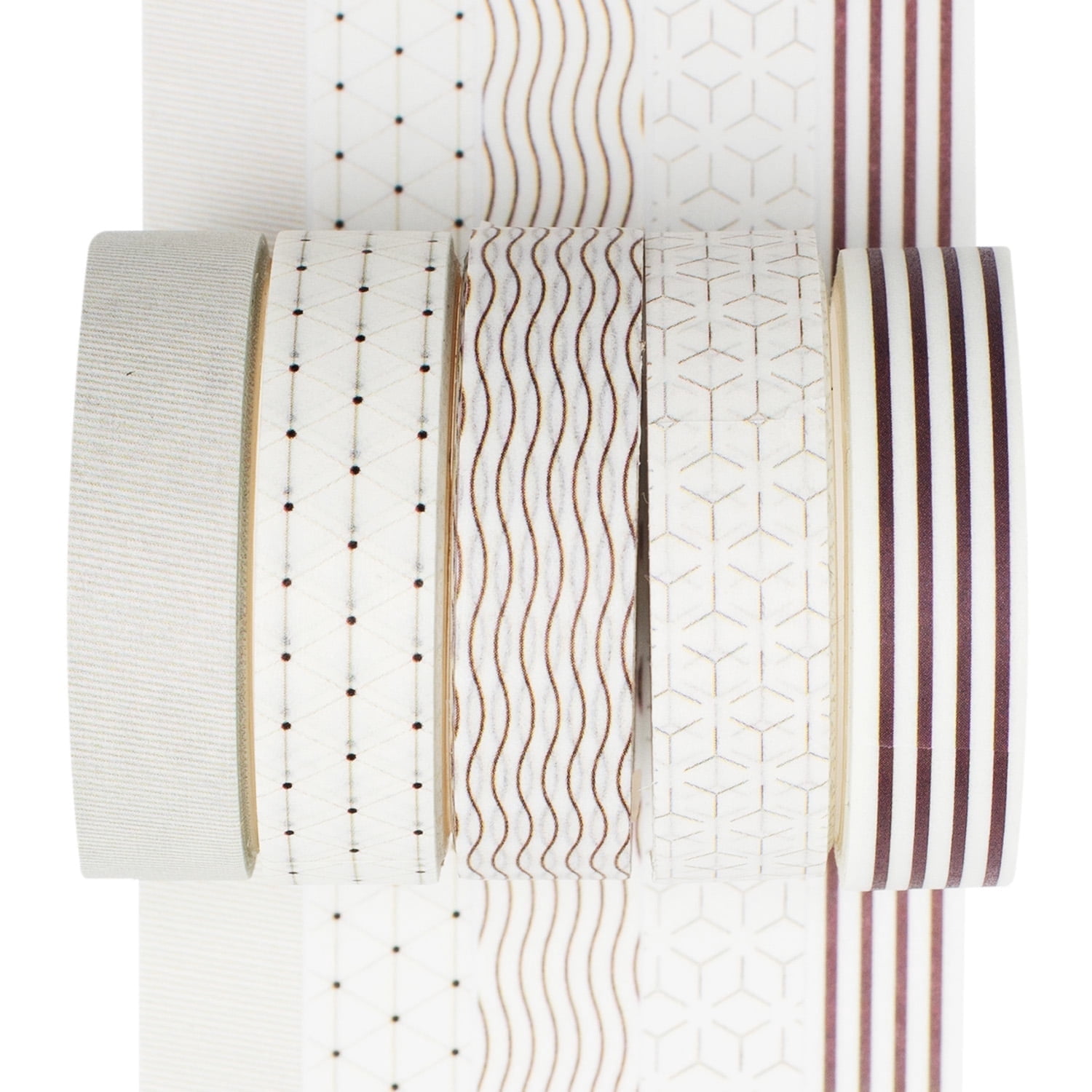 YUBX Dot Line Washi Tape Set 5 Rolls Creative Basic Skinny Decorative ...