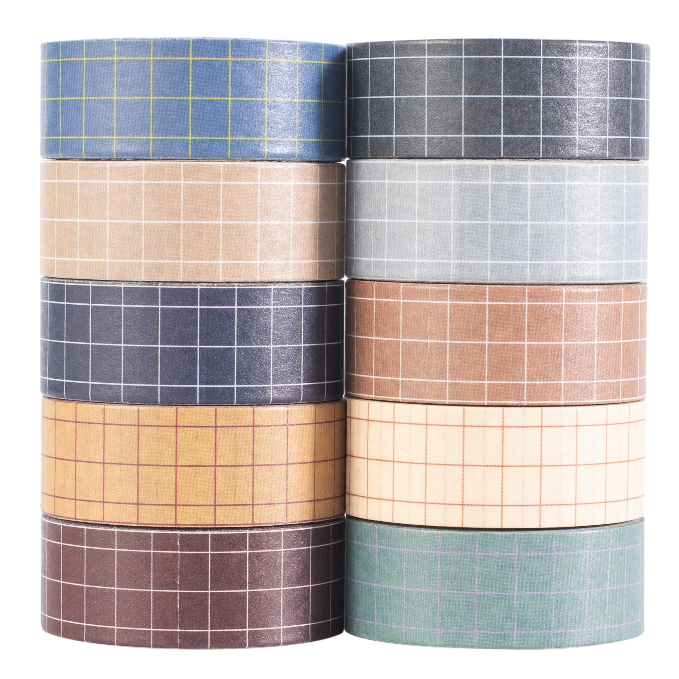YUBX Grid Washi Tape Set 10 Rolls Cool Plaid Decorative Masking Tapes ...