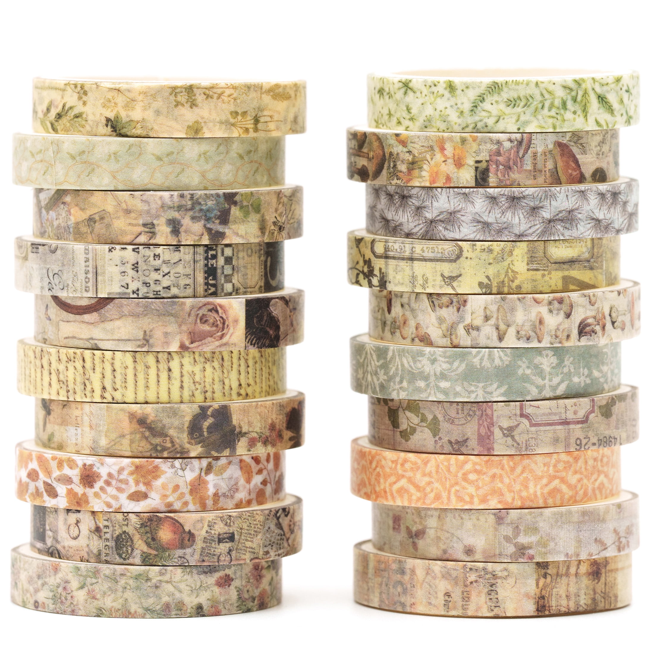 YUBX Vintage Washi Tape Set 20 Rolls Retro Arts Decorative Tapes ...