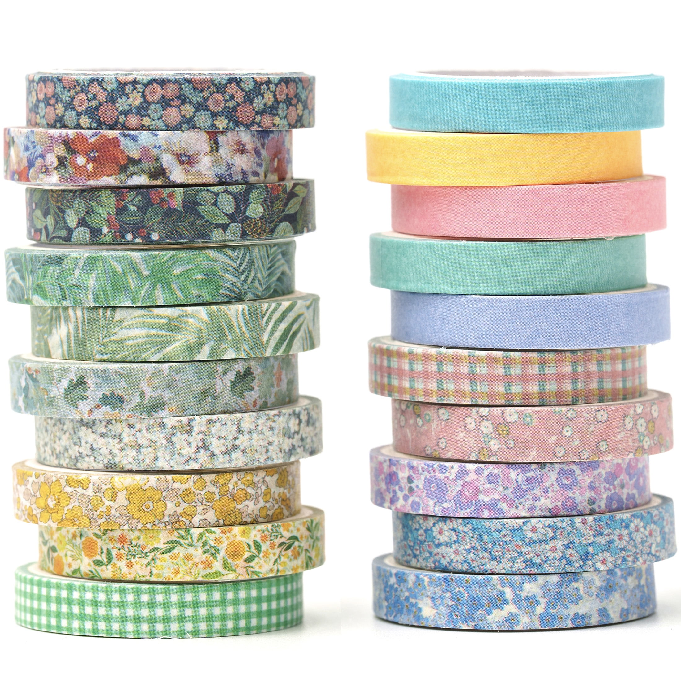 YUBX Vintage Washi Tape Set 20 Rolls Skinny Nature Masking Decorative ...