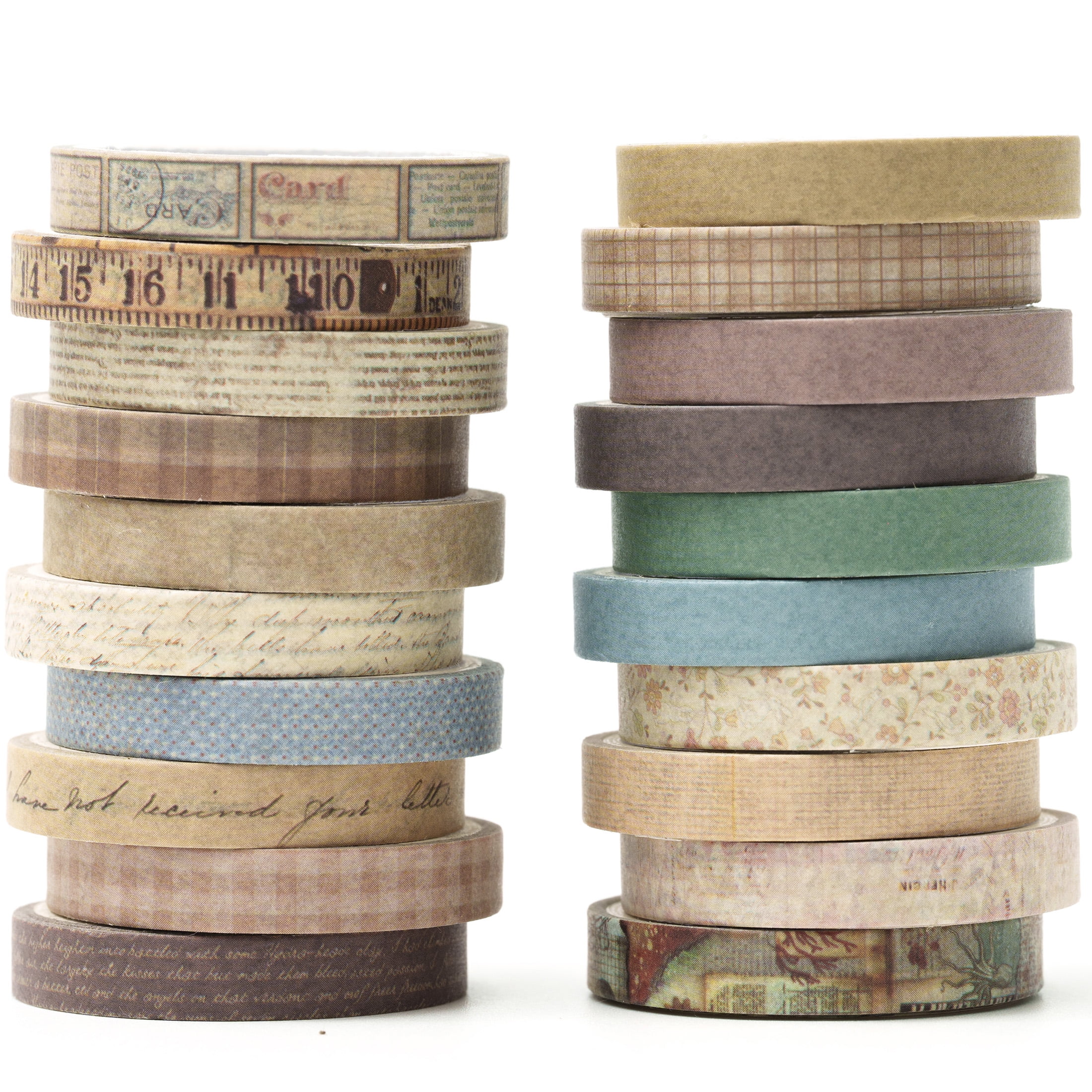 YUBX Vintage Washi Tape Set 20 Rolls Skinny Retro Masking Decorative ...