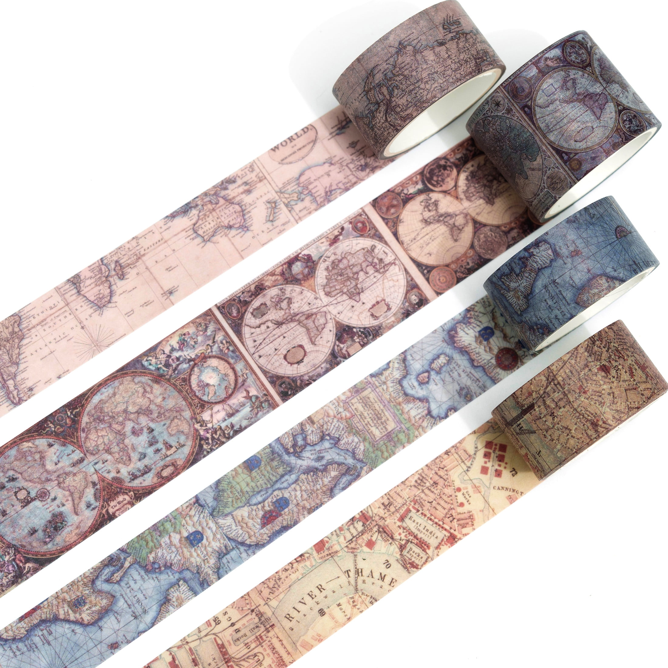 YUBX Vintage Washi Tape Set, 4 Rolls Retro Map Decorative Tapes for ...