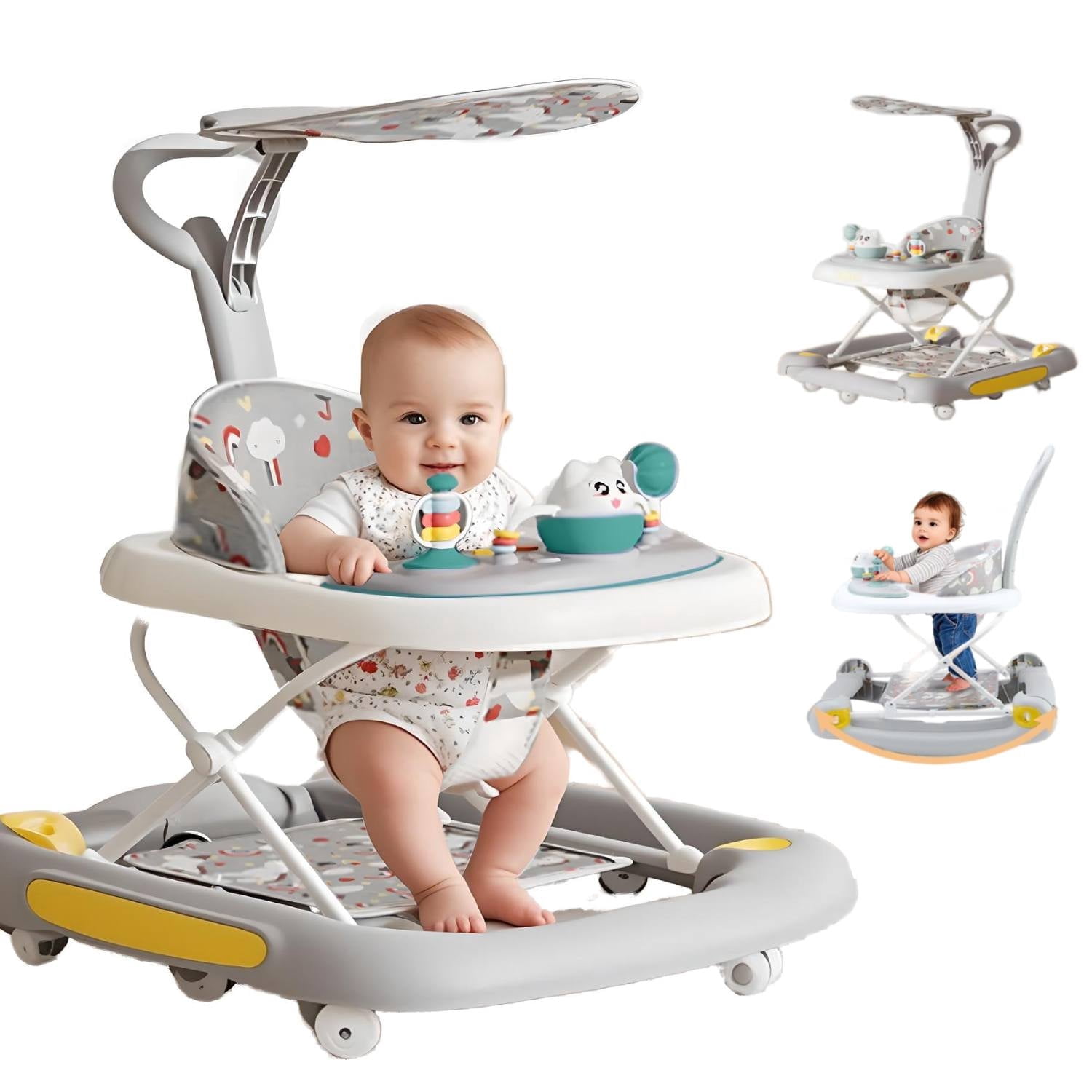 YUCHANG 5-in-1 Baby Walker - Foldable Push Walker,Height Adjustable ...