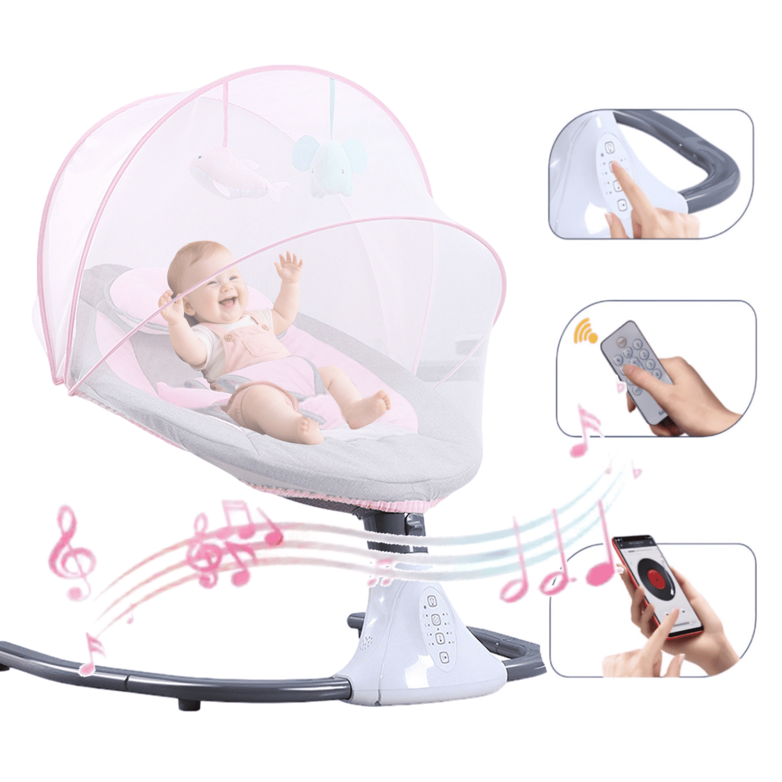 YUCHANG Electric Baby Swings for Boys and Girls ,Remote Control Baby ...