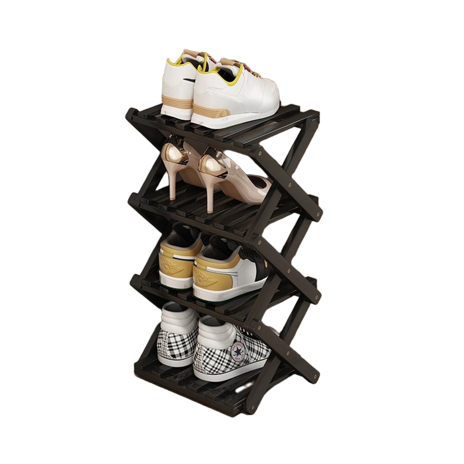 YUCHANG Foldable Shoes Rack,Bamboo Shoes Organizer for Entryway ,Free ...