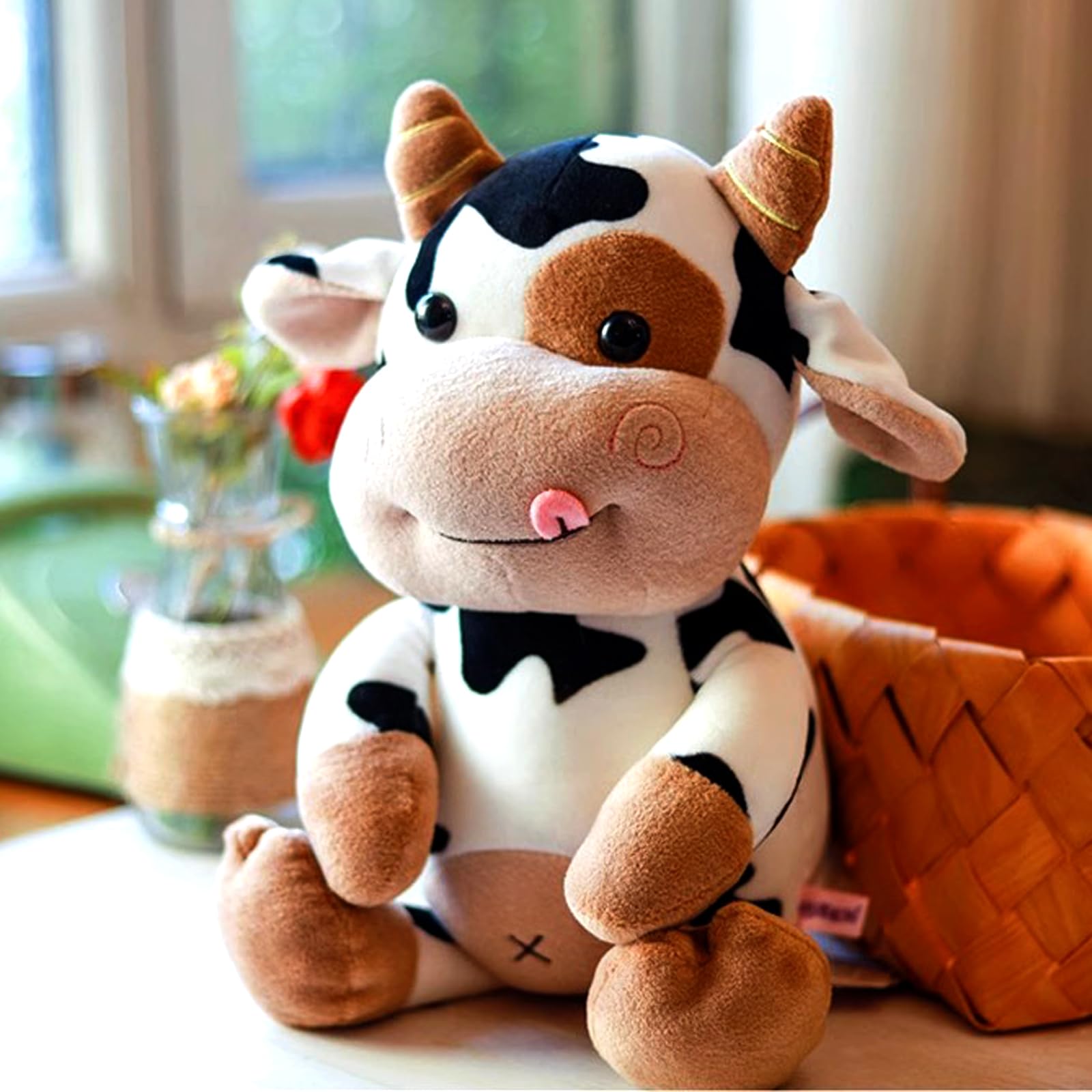 YUCHNG Cow Plush Toy Cow Stuffed Animal Cute Soft Plush Cow Toy Cow ...