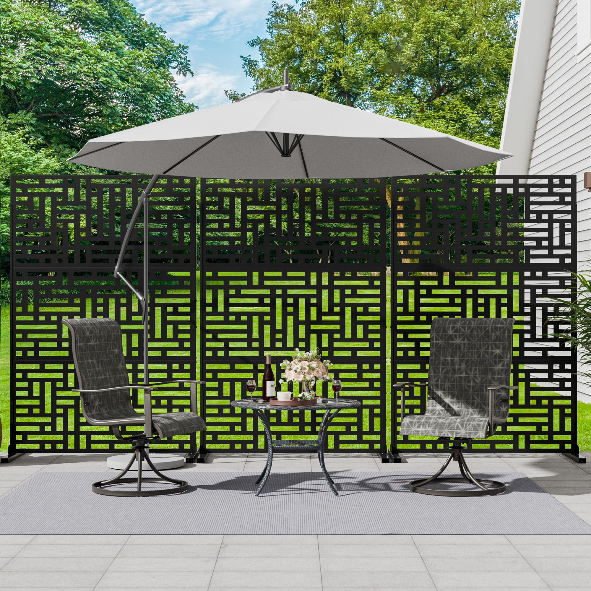 YUDENOVA 6 Ft. H X 4 Ft. Metal Outdoor Privacy Screens For Patio ...