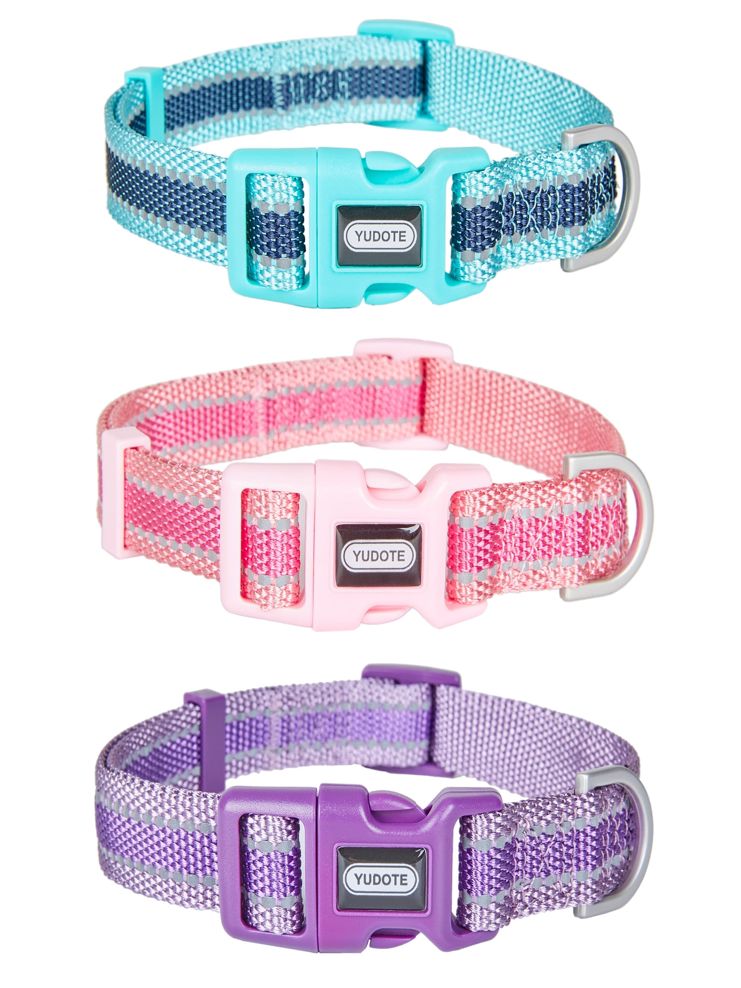 YUDOTE Reflective Dog Collars Medium with Soft Two-Tone Webbing,Pink ...