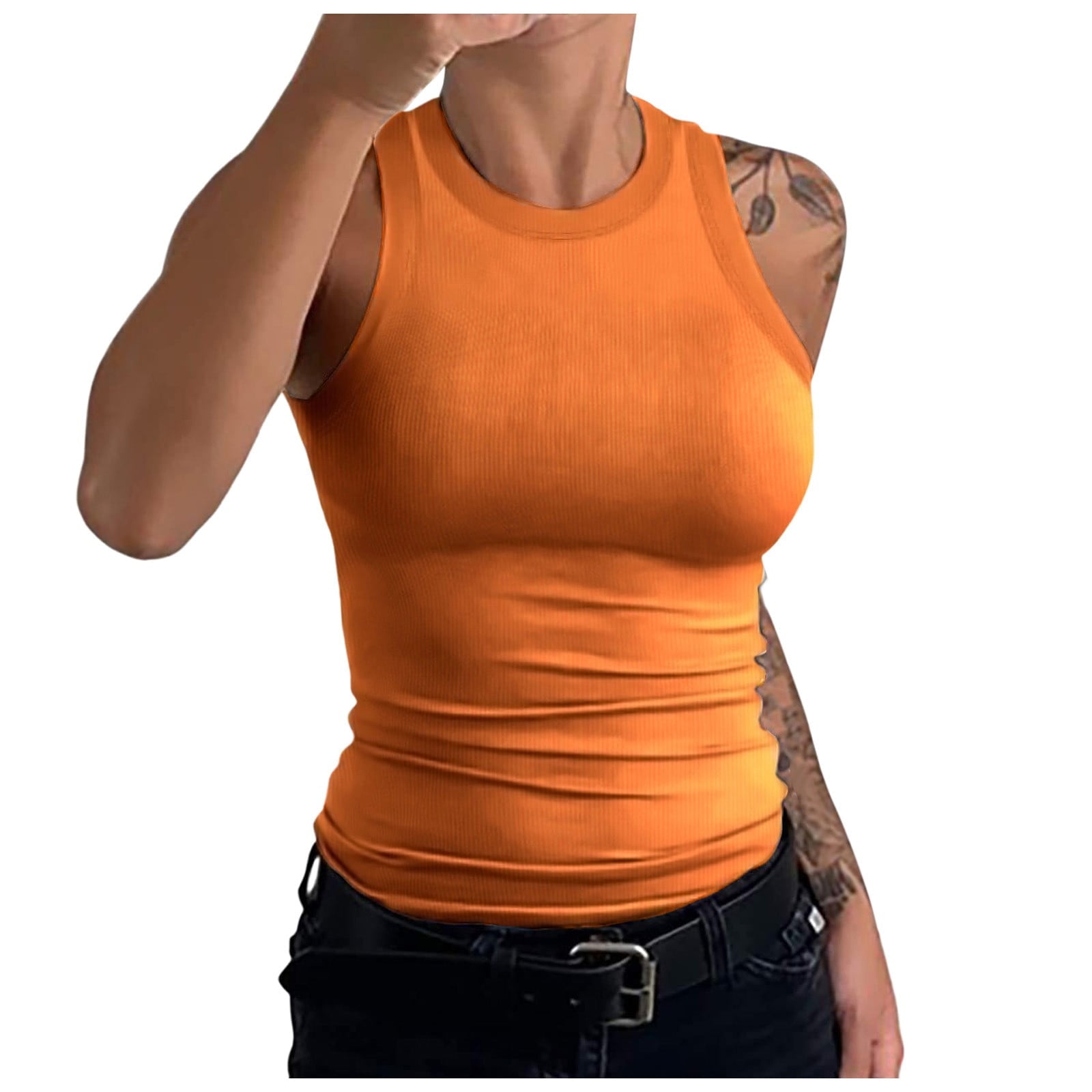 YUDTA Tank Crew Neck for Women Pact Camisole with Shelf Shelf Sports ...