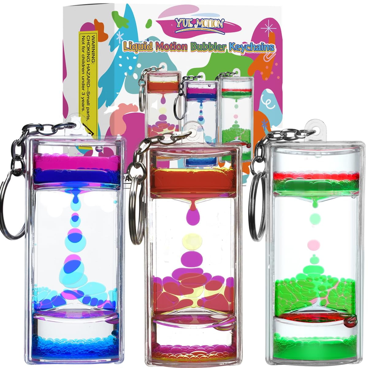 YUE MOTION Liquid Motion Bubbler Keychains-Liquid Timer for Stress ...
