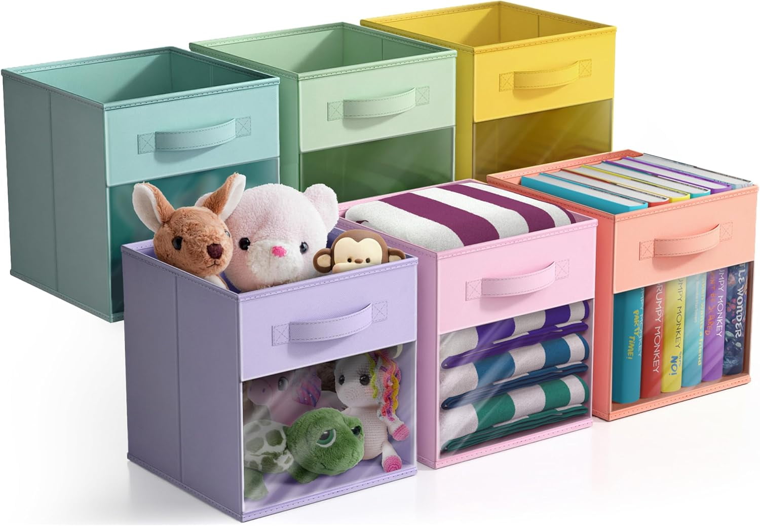 YUEDS Fabric Storage Cubes - 6 Foldable Storage Bins for Organizing ...