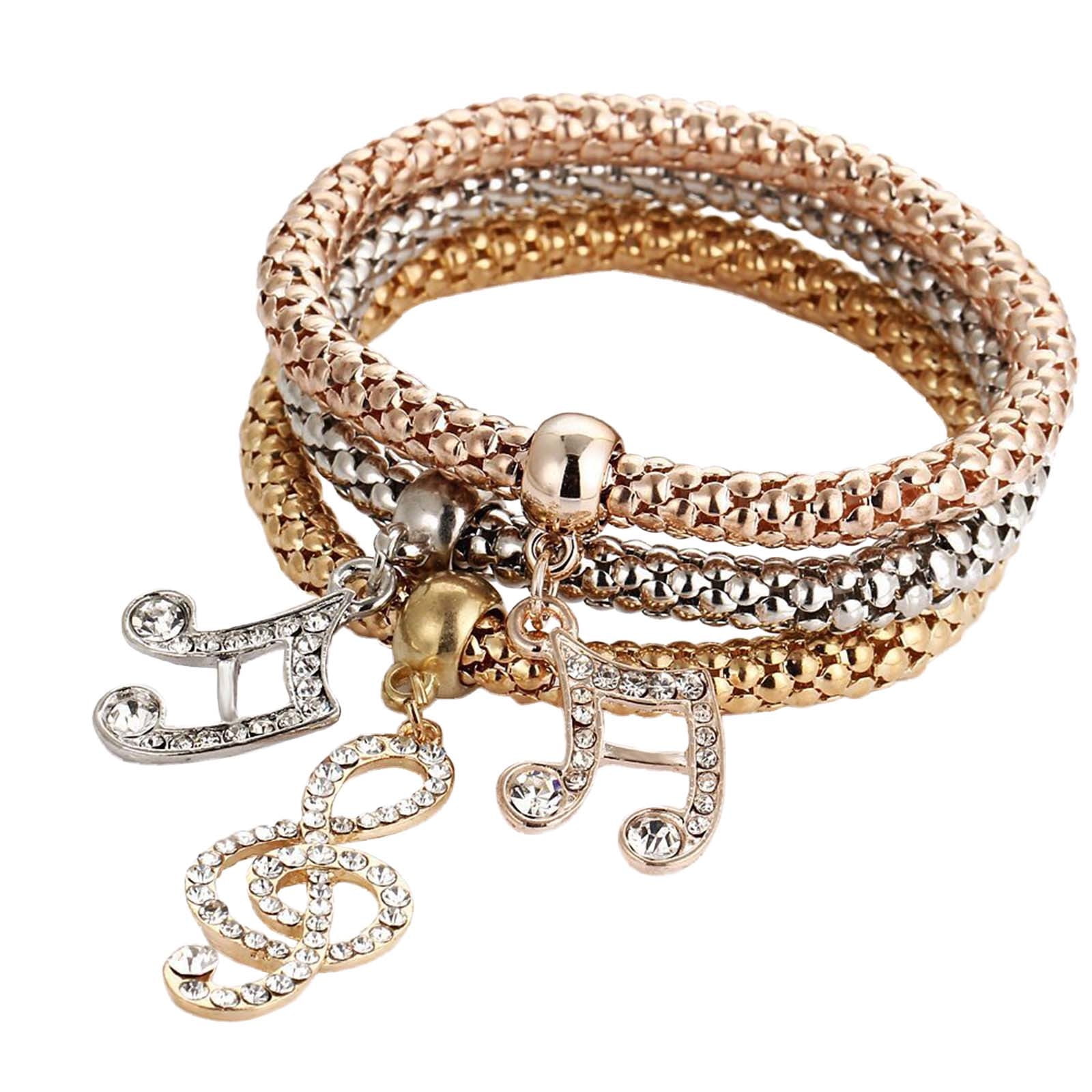 YUEHAO Accessories Bracelets Charm Women Bracelet Gold Silver Rose Gold Rhinestone Bangle ...