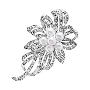 Yesbay Women's Flower Brooch Pin Shiny Rhinestone Party Jewelry Scarf ...