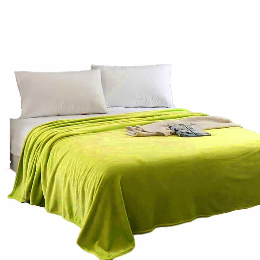 YUEHAO Super Cozy Microfiber Fleece Blanket, Warm Solid Green Throw Rug ...