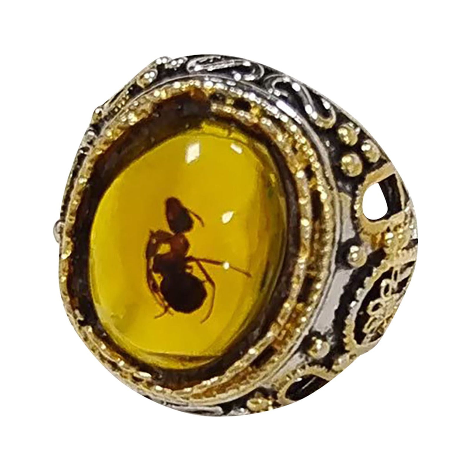 YUEHAO accessories Rings Vintage Large Oval Natural Stone Rings Mens ...