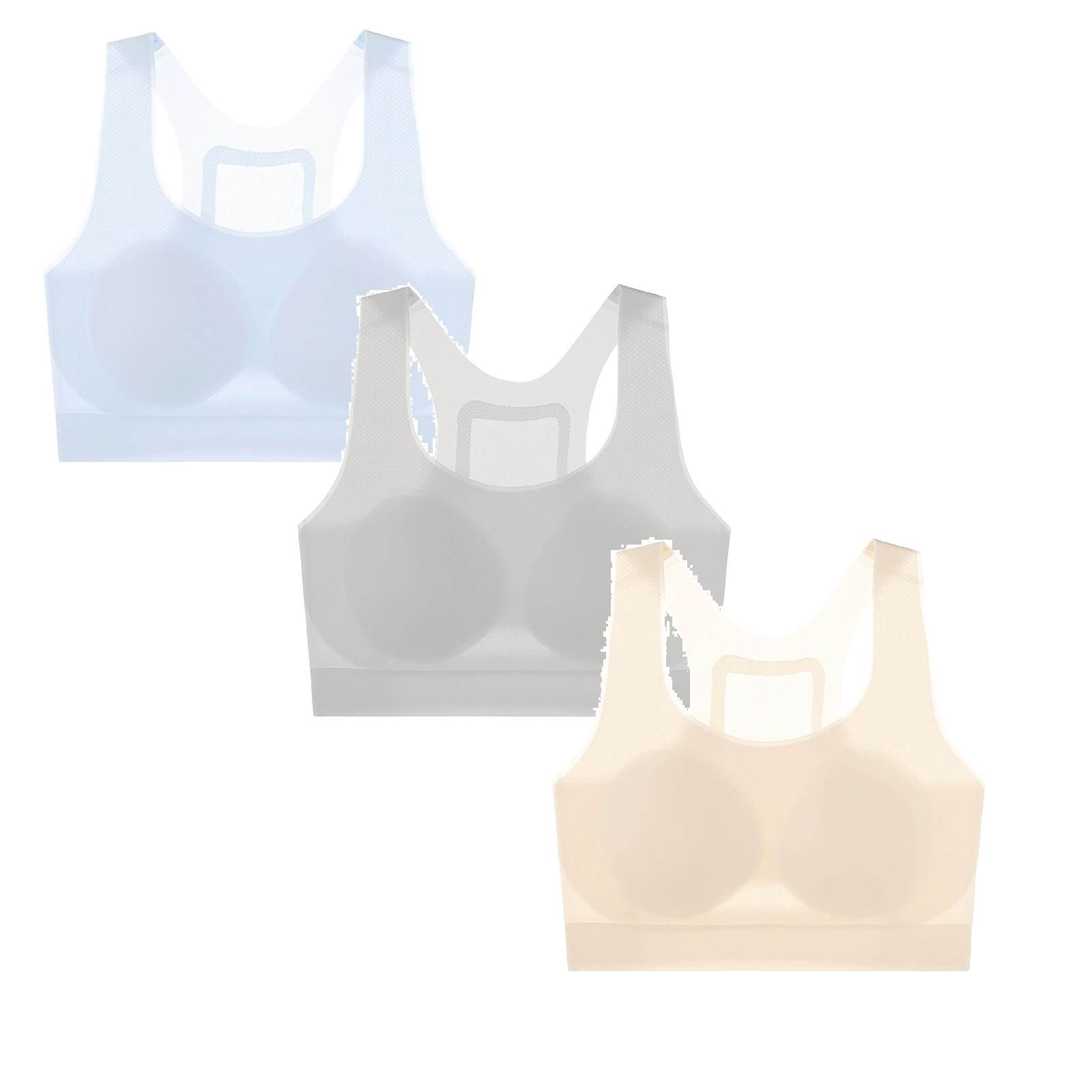 YUEHUA 3 Pack Crop Top Bra Girls Seamless Sports Bra Training White ...