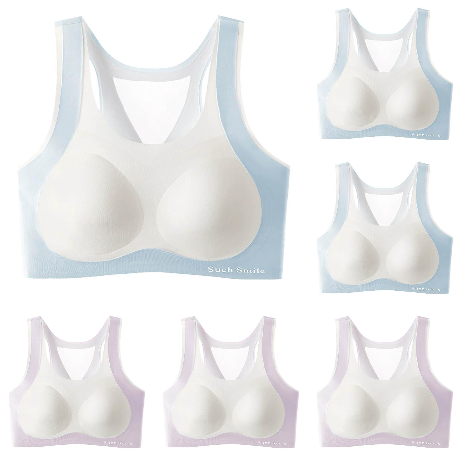 YUEHUA 6 Pack Crop Top Bra Girls Seamless Sports Bra Training White ...