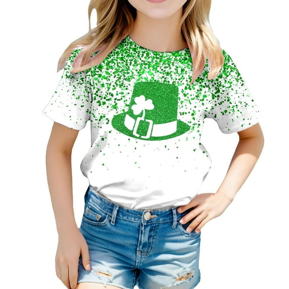 YUEHUA Clothes Girls Children's Printed Round Neck Short Sleeved T ...