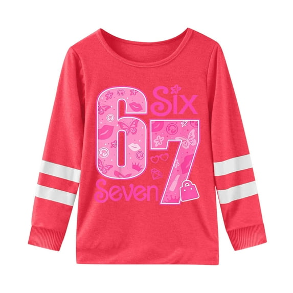 YUEHUA Girls 67 Meme T-Shirt Funny 6 7 Graphic Print Long Sleeve ...