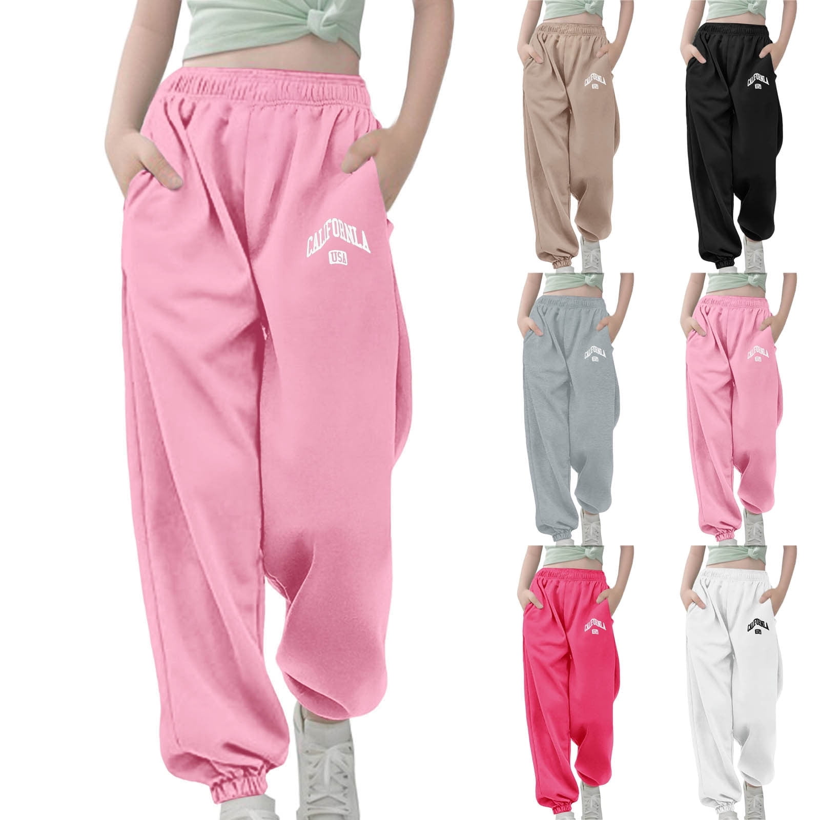 YUEHUA Girls Sweatpants Cotton Girls Active Joggers Soft Athletic Sweat ...