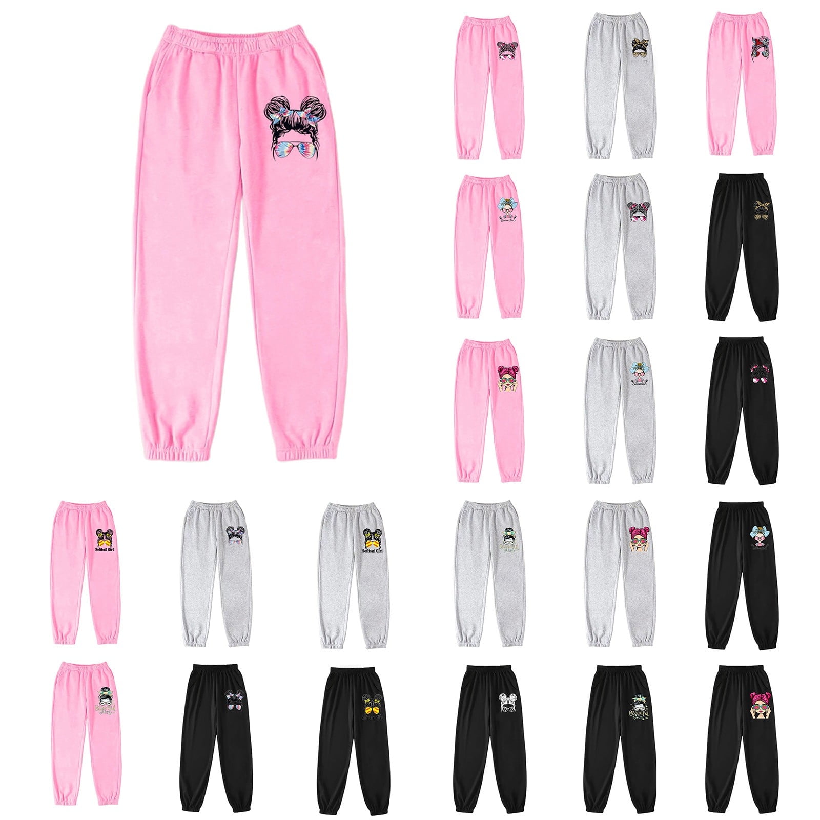 YUEHUA Girls' Sweatpants Super Soft Athletic Performance Pants Wide Leg ...