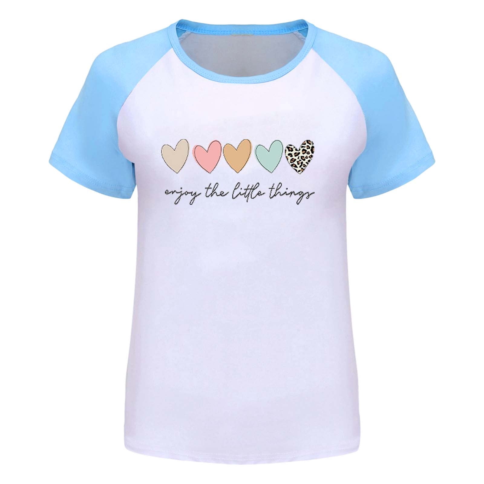 YUEHUA Girls Tops Size 7 Girls Short Sleeve Tops Casual Graphic Tees ...