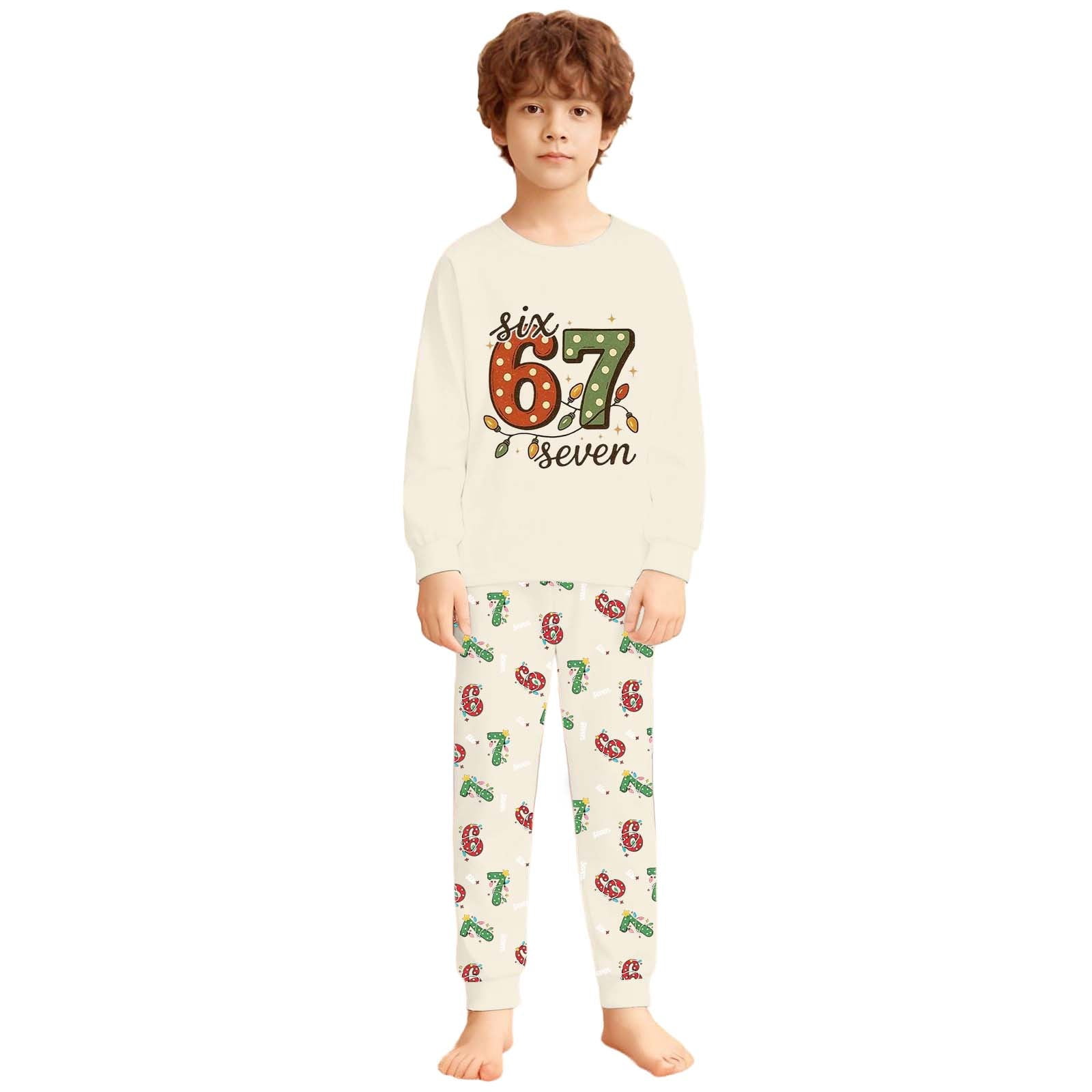 YUEHUA Kids 67 Meme Pajamas Outfit Shirts Pant Sets Boys Girls Six ...