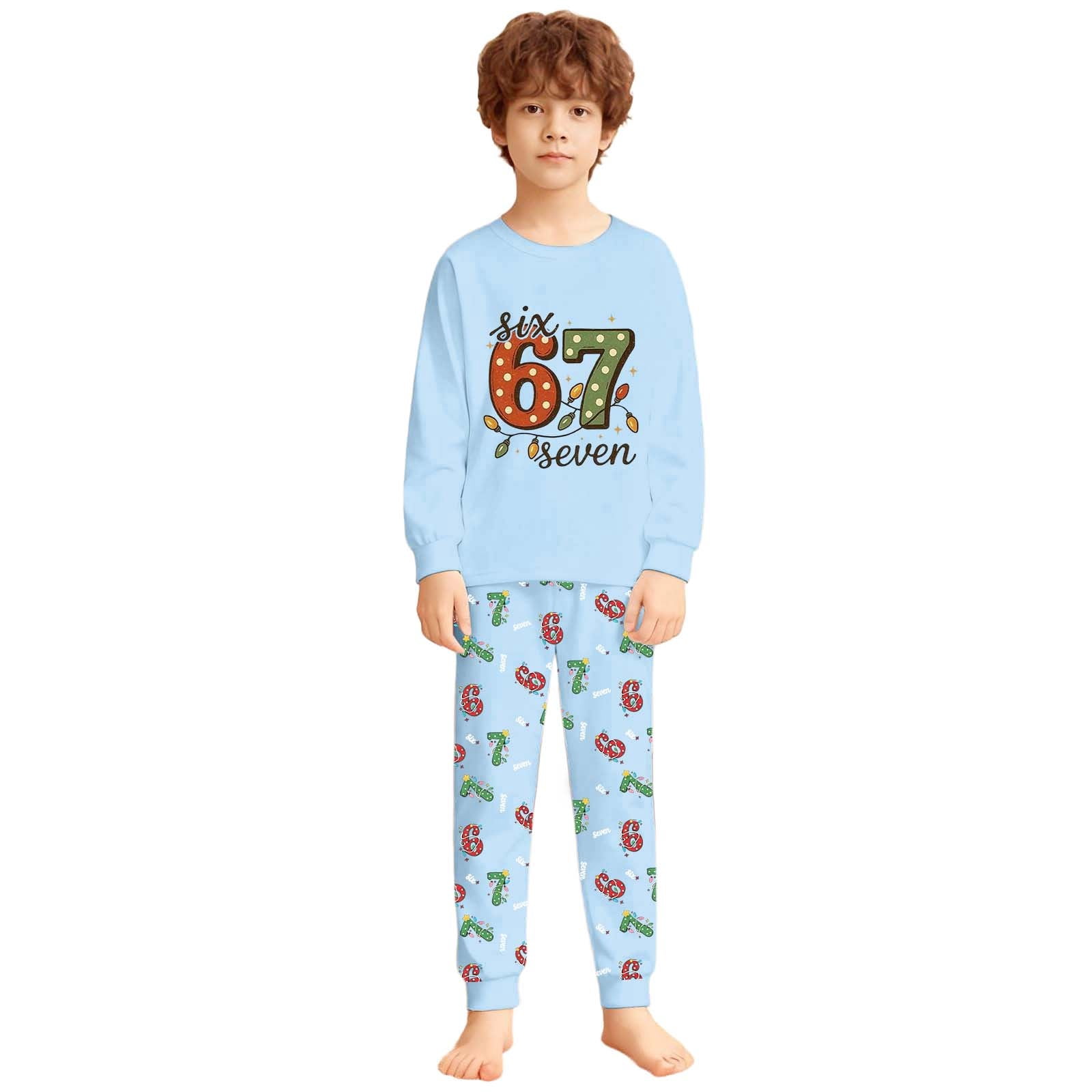 YUEHUA Kids 67 Meme Pajamas Outfit Shirts Pant Sets Boys Girls Six ...