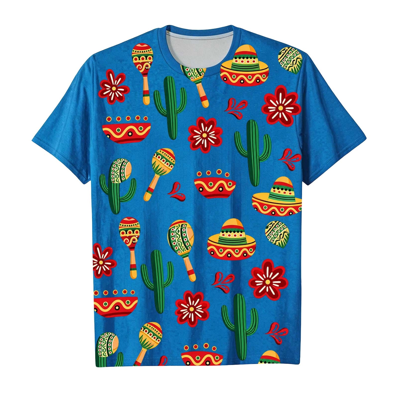 YUEHUA Kids' Cinco de Mayo Fiesta Print T-Shirt, Boys' Mexican Cactus ...