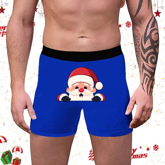 YUEHUA Mens Support Underwear, Holiday Jolly Santa Boxer Briefs for Men ...