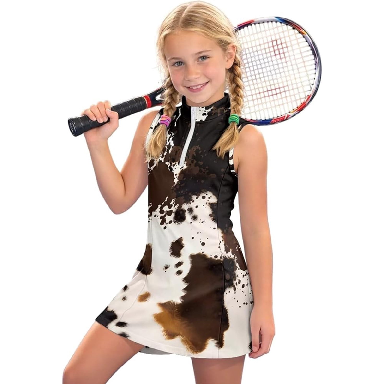YUEHUA Teen Girls Tennis Dress 1/4 Zip Golf Outfit Built-in Bra ...