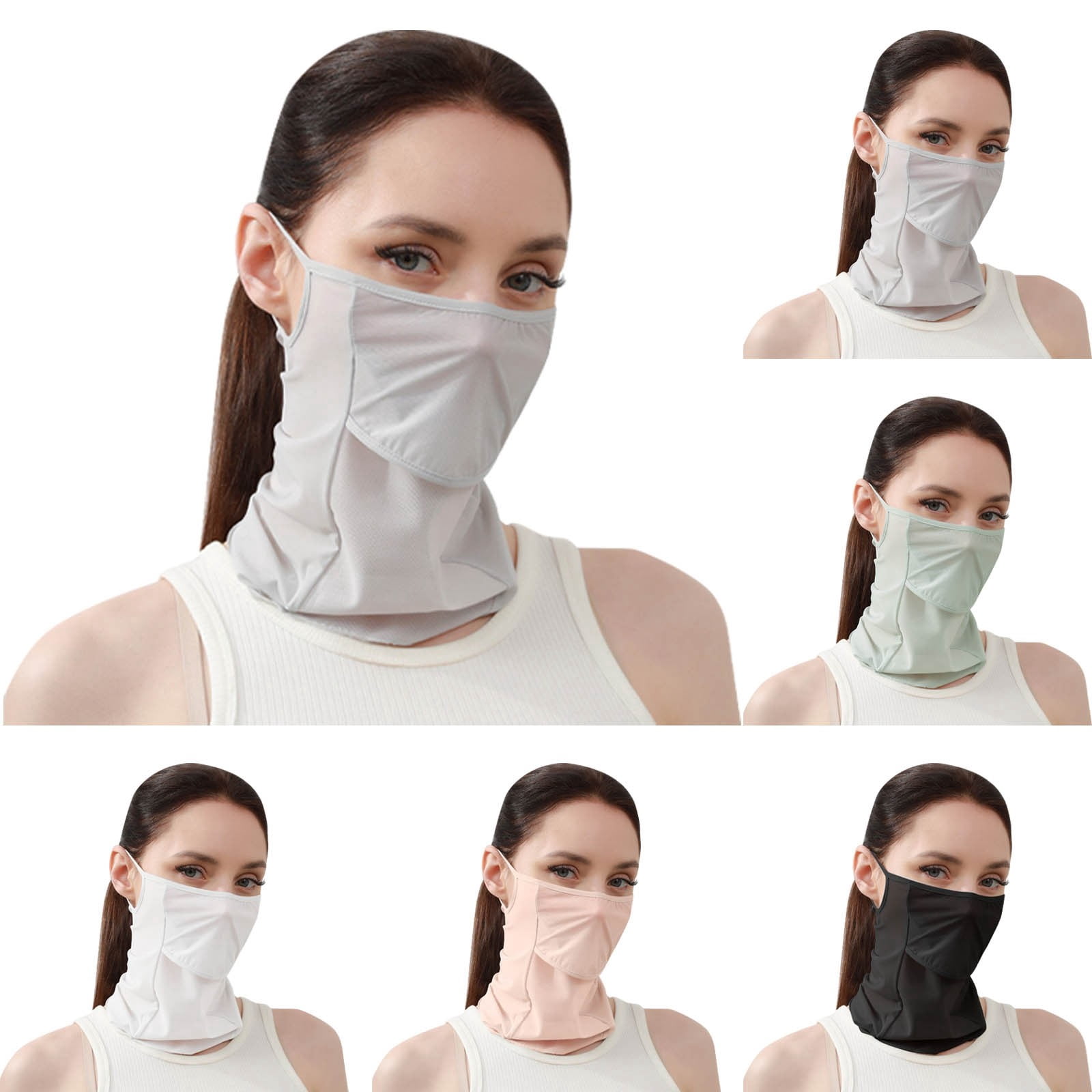 YUEHUA UV Sun Protection Ice Silk Face Mask with Neck Coverage UPF 50 ...