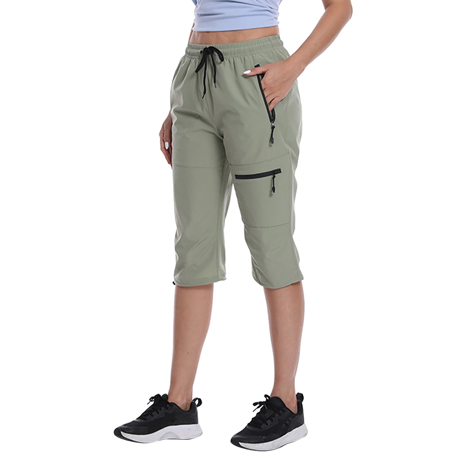 YUEJUIR Capri Leggings with Pockets Women's Cargo Hiking Pants Outdoor ...