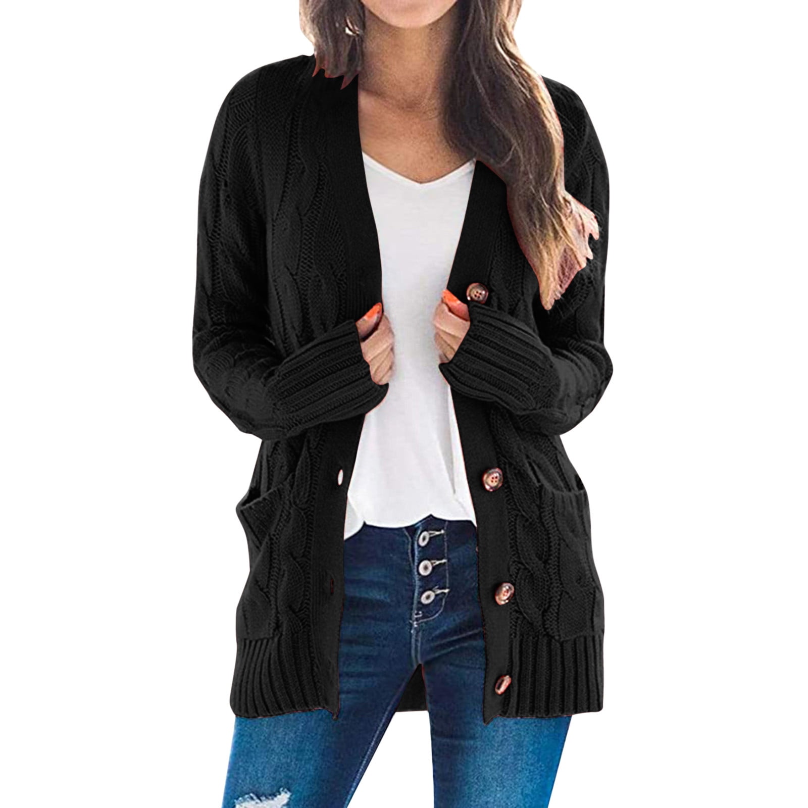 YUEJUIR Cotton Cardigans for Women Fall Button Down Cardigan Sweaters ...