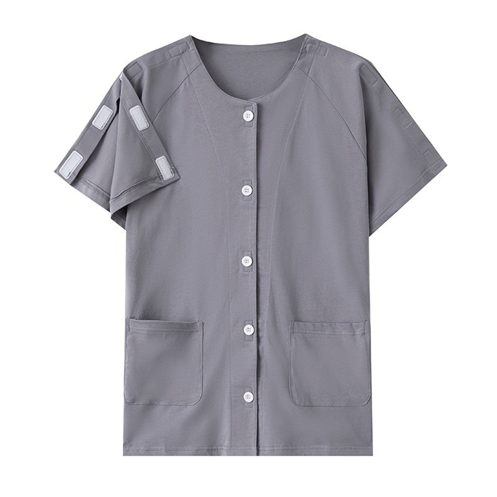 YUEJUIR Oversized Tees Women And Men Short Sleeve Fracture Bed Postoperative Rehabilitation Wear ...